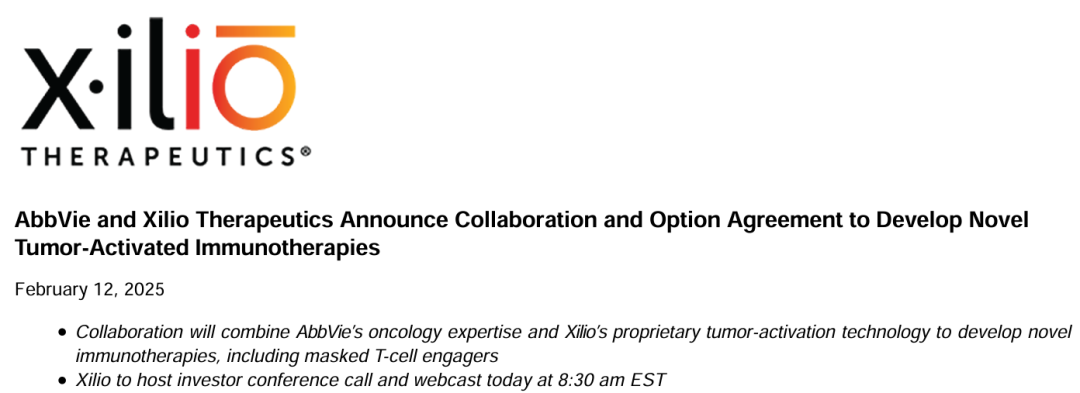 超21亿美元！艾伯维和Xilio Therapeutics 合作开发新型肿瘤激活免疫疗法 - 萊森斯(香港)醫藥科技有限公司